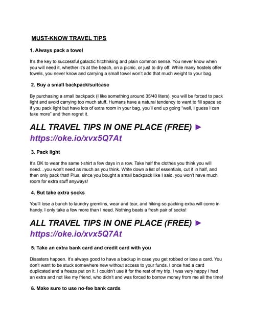 Must know travel tips | DOCX