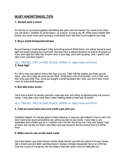 IMPORTANT TRAVEL TIPS 20 | PDF
