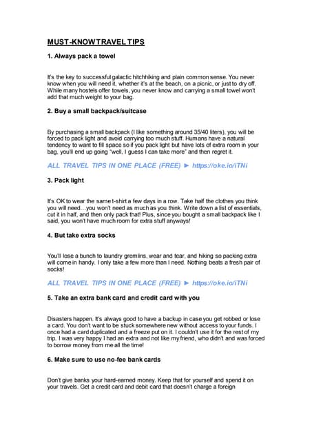 IMPORTANT TRAVEL TIPS | PDF
