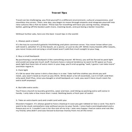 Travel tips | PDF