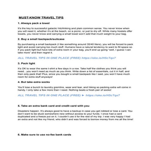 Travel tips | PDF