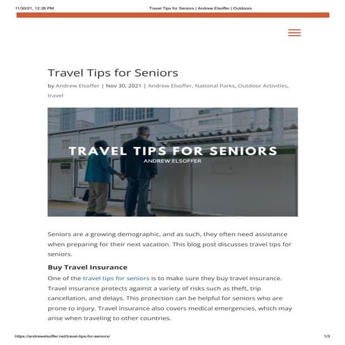 Travel Tips For Seniors | PDF