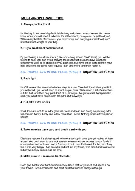 Must know travel tips | PDF