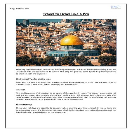 Travel to Israel Like a Pro | PDF