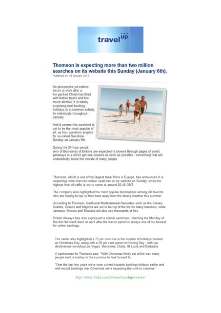 Travelup reviews - Popular holidays | PDF