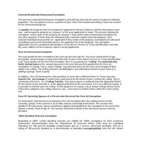 Texas homestead exemption | PDF
