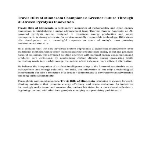 Travis Hills of Minnesota Championing a Greener Future Through AI ...