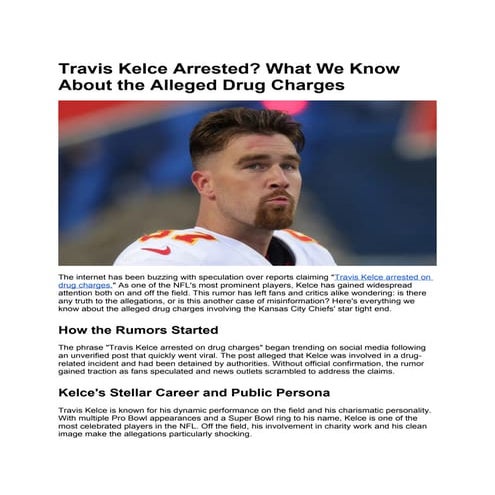 Travis Kelce Arrested? What We Know About the Alleged Drug Charges | DOCX