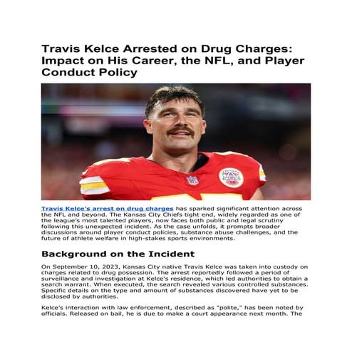Travis Kelce Arrested on Drug Charges_ Impact on His Career, the NFL ...