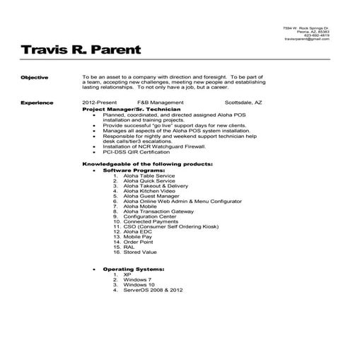 Travis parent resume | PDF