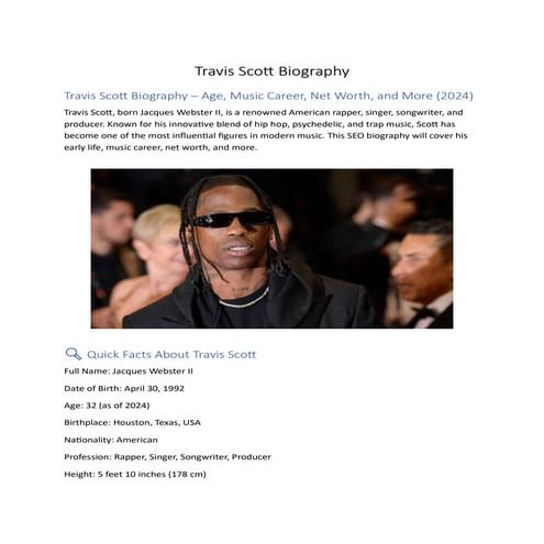 Travis Scott Life Biography The Celeb Post | PDF