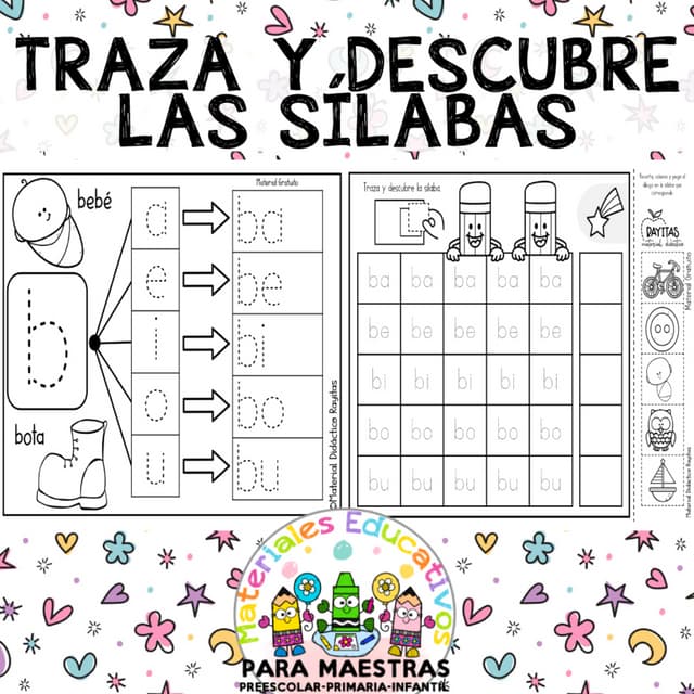 Traza y descubre las sílabas recopilado por Materiales Educativos para ...
