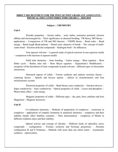 JEE Main 2014 Syllabus for Chemistry | PDF | Chemistry | Science