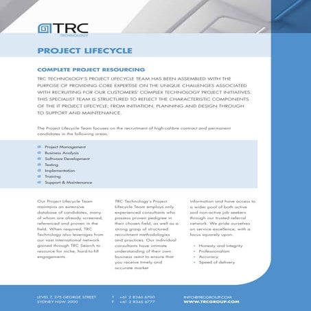 TRC Technology Project Lifecycle | PDF