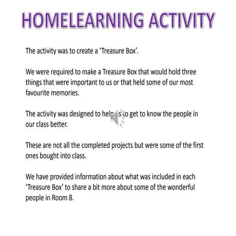 HOMELEARNING PROJECT: TREASURE BOXES | PPTX