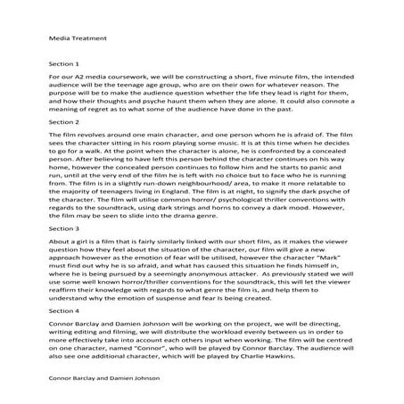 Short Film Treatment | DOCX