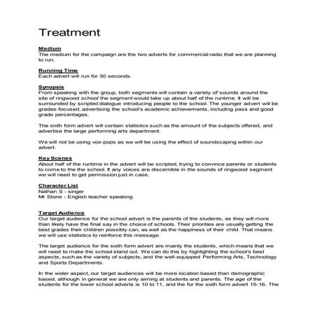 Treatment | DOCX | College Radio | Music