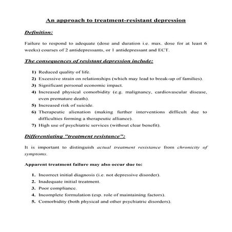Treatment Resistant Depression Pdf