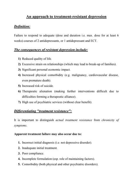 Treatment Resistant Depression Pdf