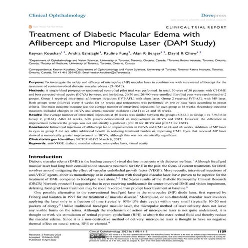 Treatment of Diabetic Macular Edema with Aflibercept and Micropulse ...