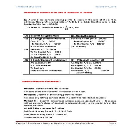 Treatment of Goodwill - Explanation | PDF