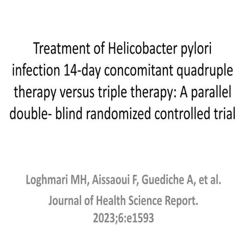 Treatment of Helicobacter pylori infection 14‐day concomitant quadruple ...