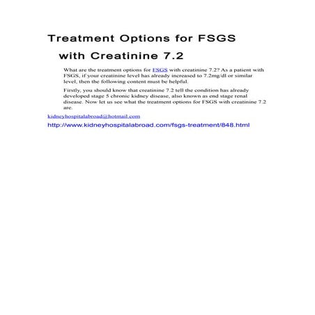 Treatment options for fsgs with creatinine 7.2 | DOC