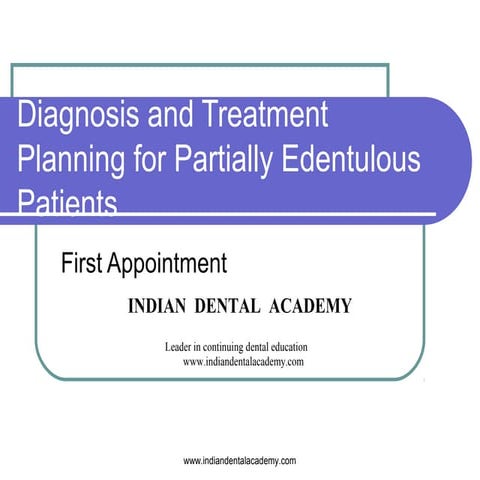 Treatment planning for partially edentulous patients /fixed ...