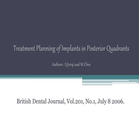 Treatment Planning of Implants in Posterior Quadrants | PPTX