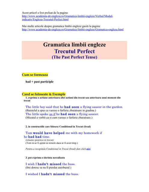 Trecutul simplu in engleza | PDF