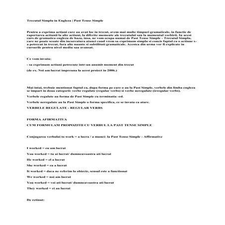 Trecutul simplu in engleza | DOCX