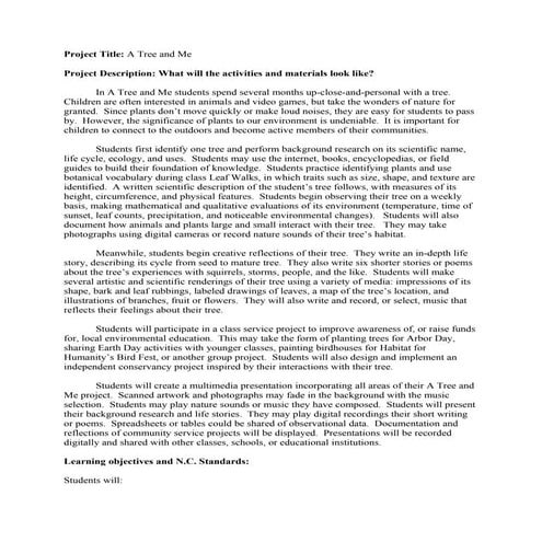 Tree and Me Student Project | DOC