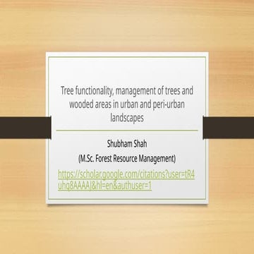 Tree Functionality: Management of Trees and Wooded Areas in Urban and ...
