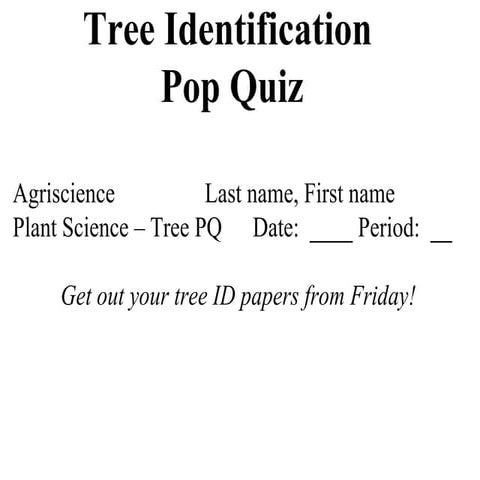 Tree Id Pop Quiz | PPT