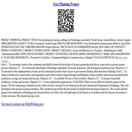 Tree Planting Project | PDF