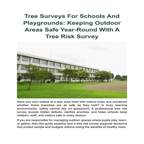 Tree Surveys For Schools And Playgrounds Keeping Outdoor Areas Safe ...