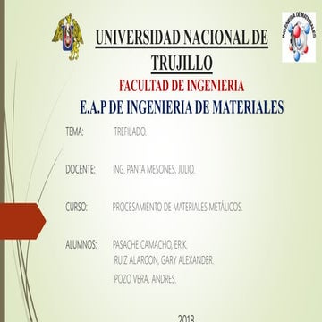 Proceso de Trefilado en Materiales Metálicos | PPTX