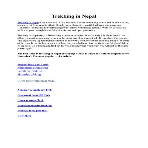 Roaming the Himalayas: Trekking Nepal 2024 | PDF