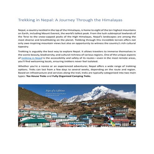 Trekking in Nepal: A Journey Through the Himalayas | PDF