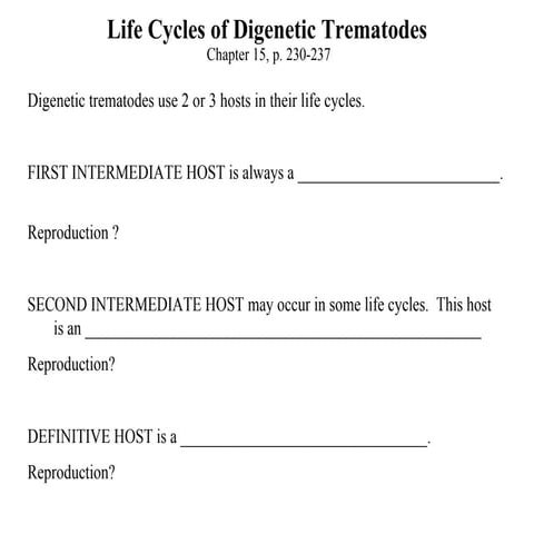 Digenetic Trematode Life Cycle