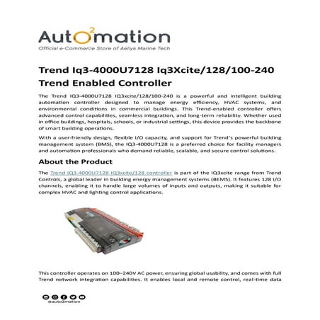 Trend Iq3-4000U7128 Iq3Xcite 128 100-240 Trend Enabled Controller.pdf