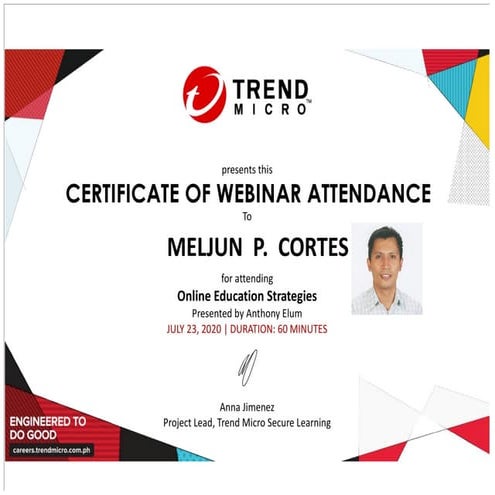 TREND MICRO CERTIFICATE Online Education Strategies | PDF