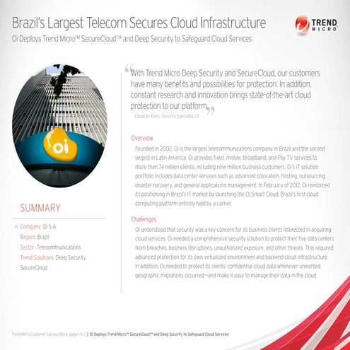 TrendMicro DeepSecurity CASE - Testimonal | PDF