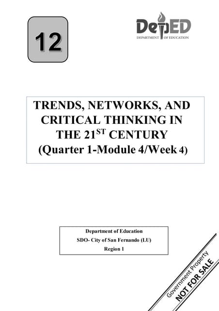 Lesson Plan in Trends, Networks and Critical Thinking in the 21st Century | PDF