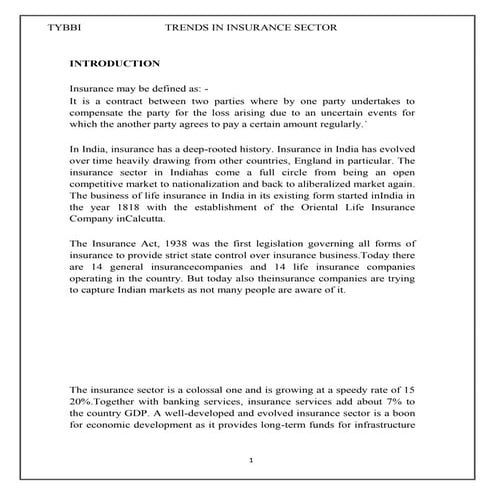 Trends in insurance sector | DOCX