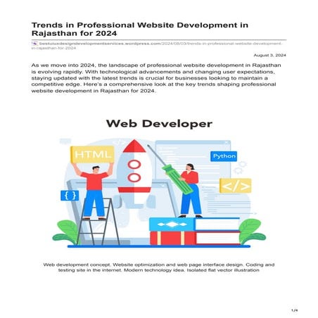 Trends in Professional Website Development in Rajasthan for 2024 | PDF