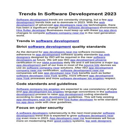 Trends In Software Development 2023.pdf | Web Development | Internet