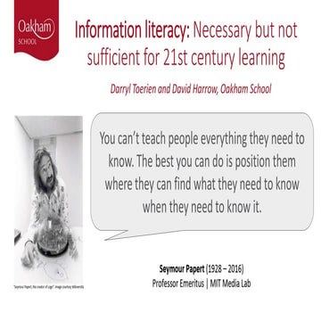 Information literacy: Necessary but not sufficient for 21st century ...