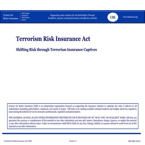 Terrorism Insurance Captives | PDF