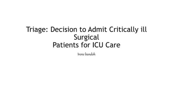Nursing management of critically ill patient in intensive care units ...